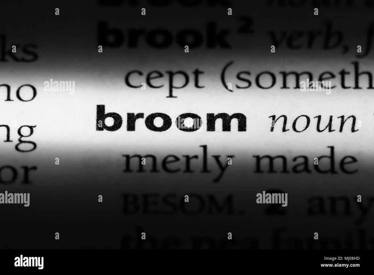 broom word in a dictionary. broom concept Stock Photo - Alamy