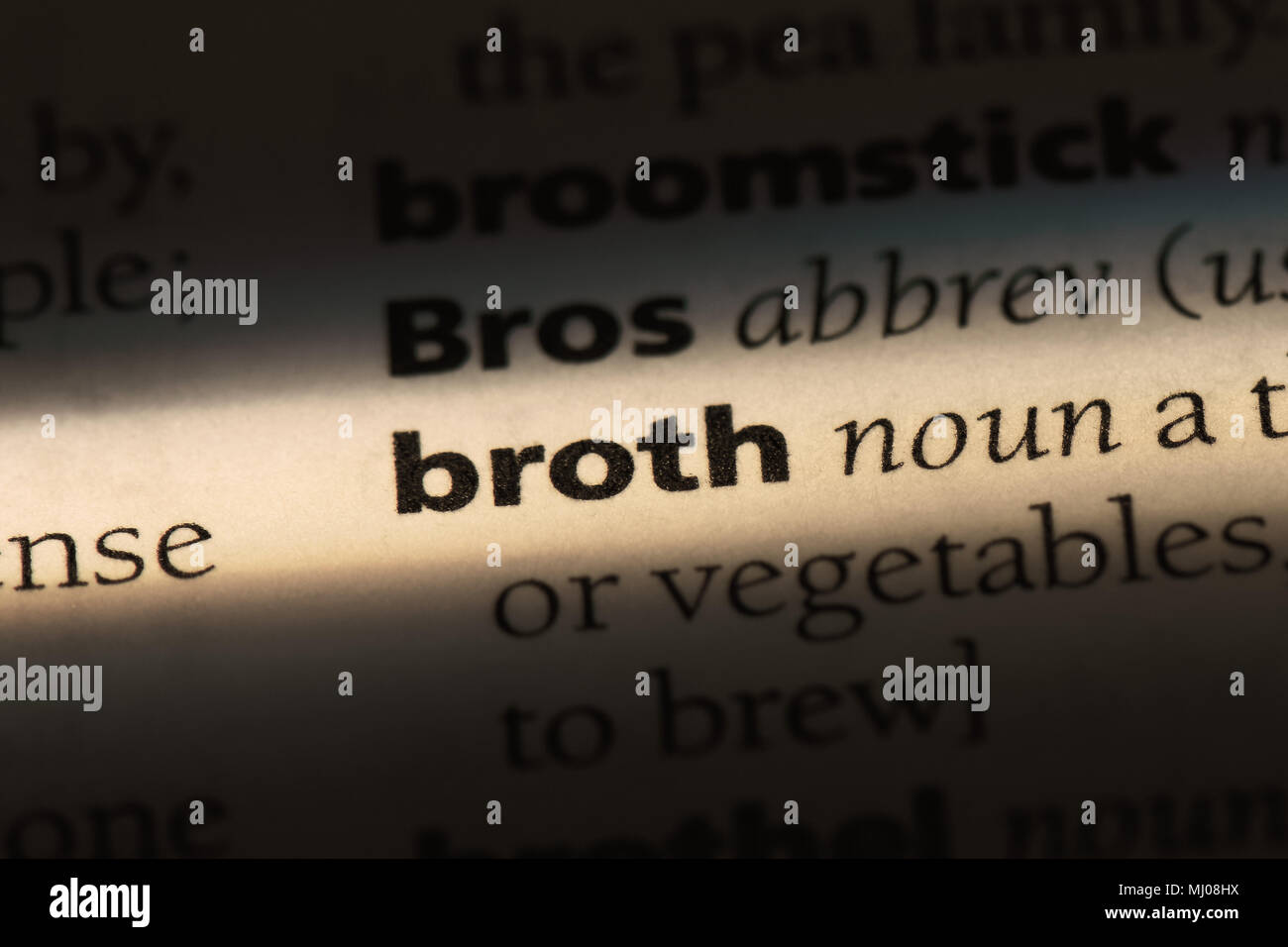 broth word in a dictionary. broth concept Stock Photo - Alamy