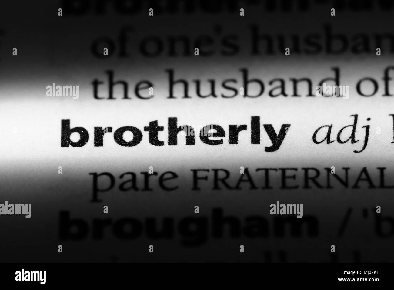 brotherly word in a dictionary. brotherly concept Stock Photo - Alamy