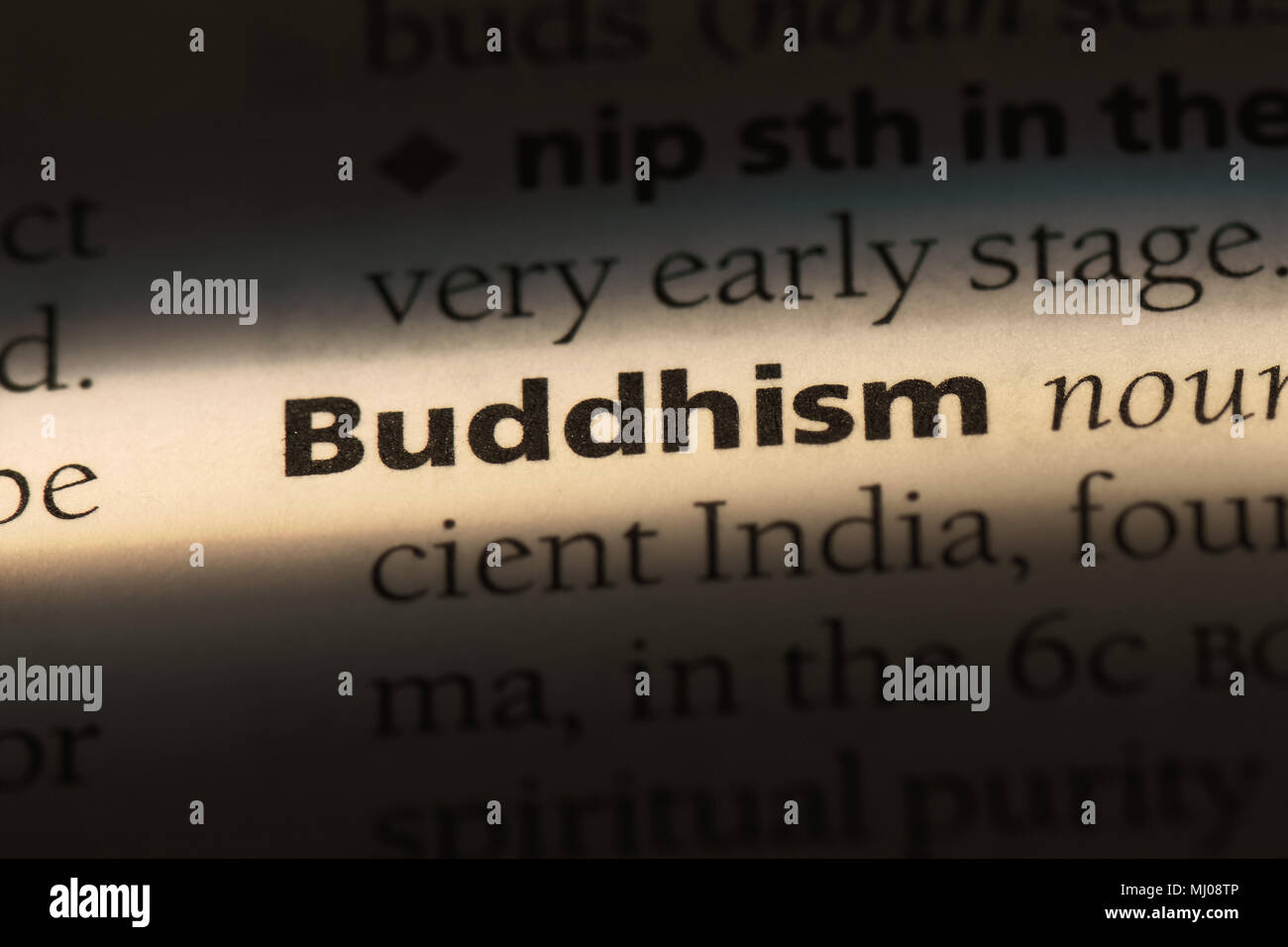 buddhism word in a dictionary. buddhism concept Stock Photo - Alamy