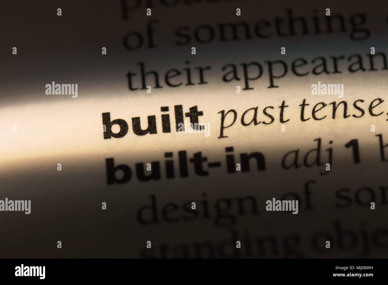 built word in a dictionary. built concept Stock Photo - Alamy