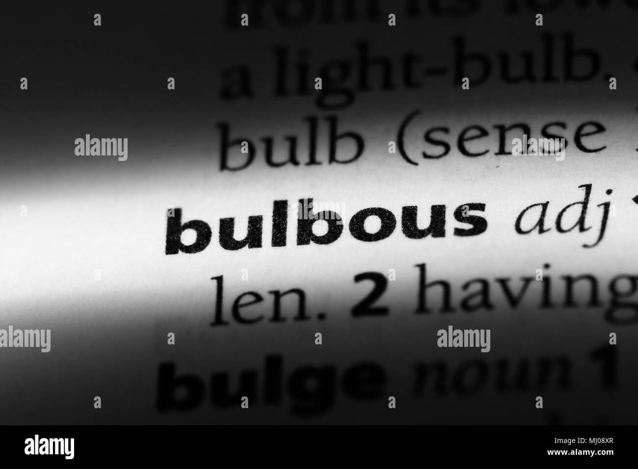 bulbous word in a dictionary. bulbous concept Stock Photo - Alamy
