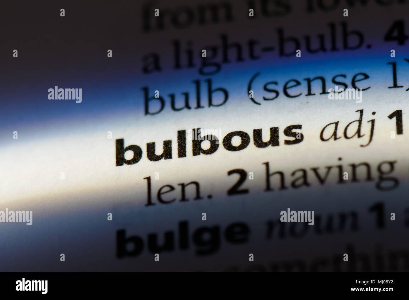 bulbous word in a dictionary. bulbous concept Stock Photo - Alamy