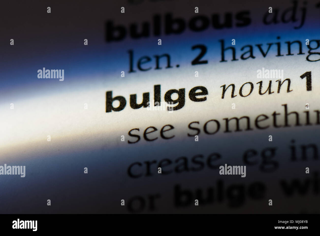 bulge word in a dictionary. bulge concept Stock Photo - Alamy