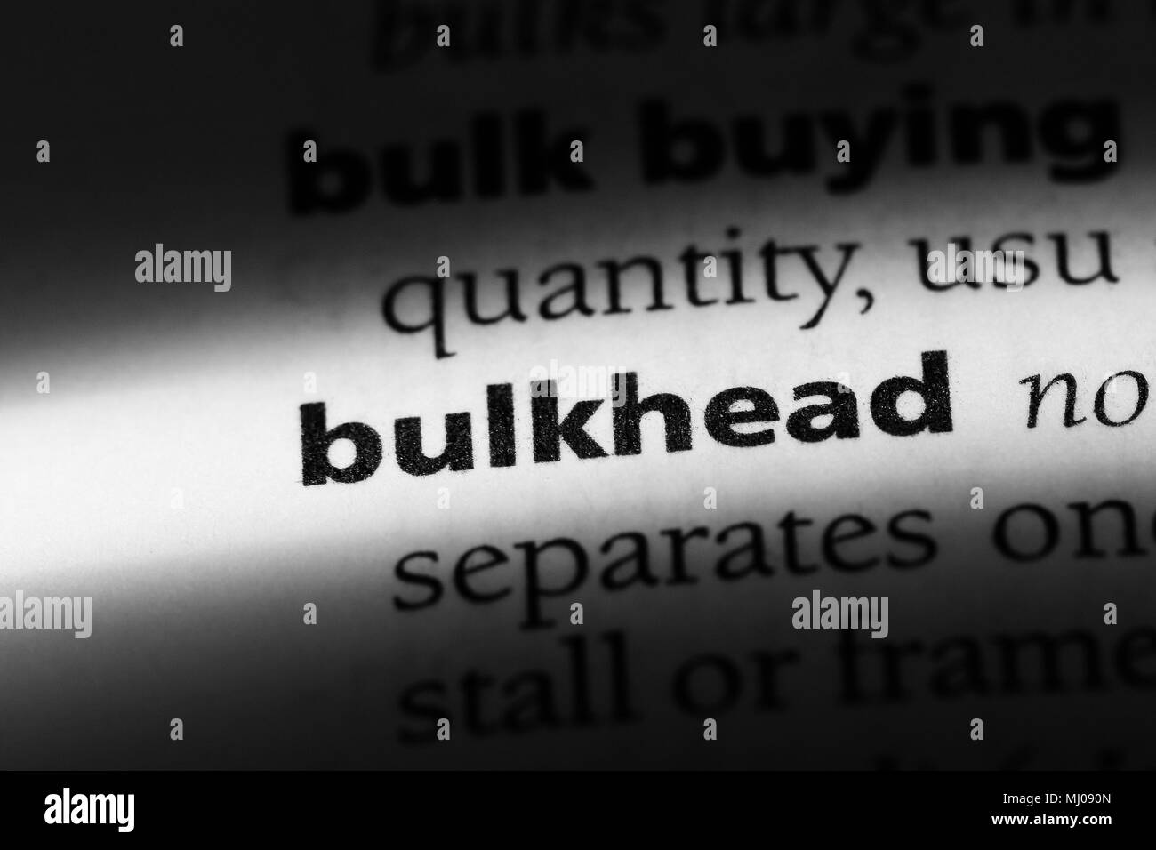 bulkhead word in a dictionary. bulkhead concept Stock Photo - Alamy