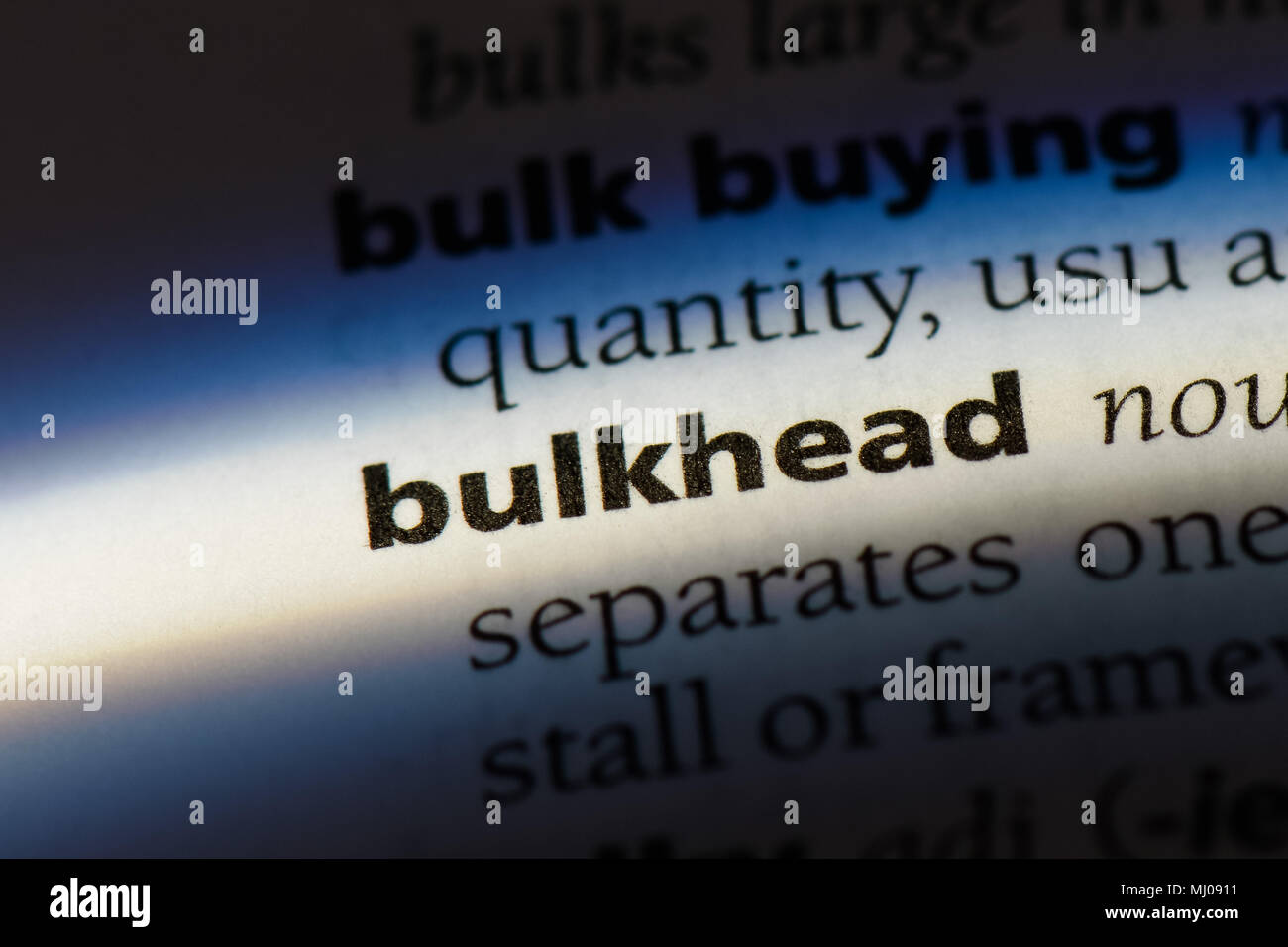 bulkhead word in a dictionary. bulkhead concept Stock Photo - Alamy