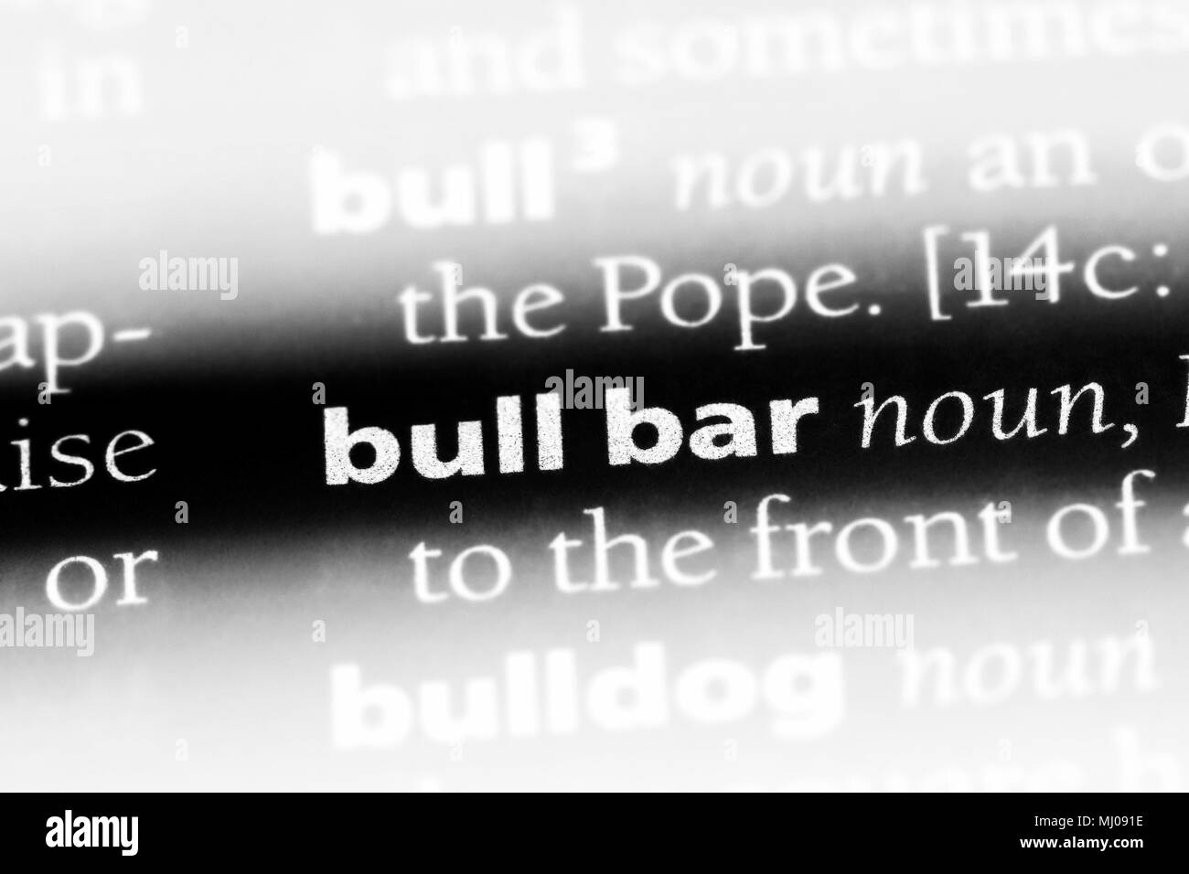 bull bar word in a dictionary. bull bar concept Stock Photo - Alamy
