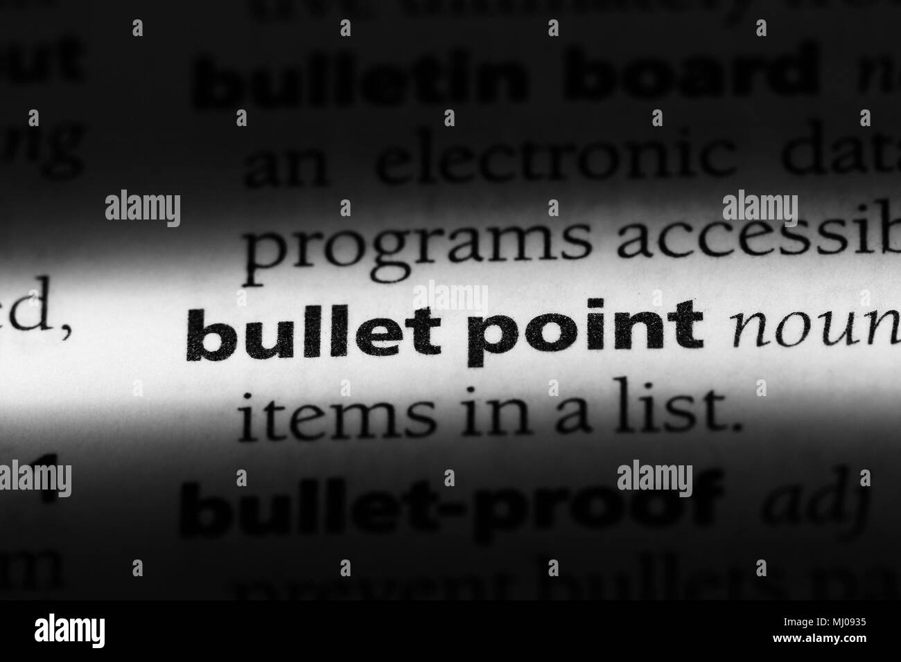 Bullet Point Word In A Dictionary Bullet Point Concept Stock Photo Alamy