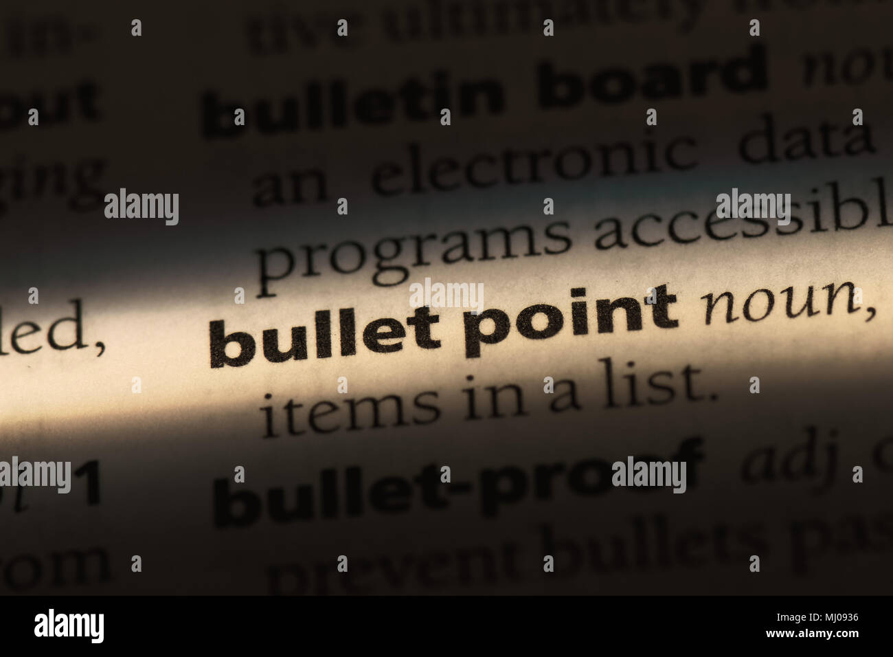 bullet point word in a dictionary. bullet point concept Stock Photo - Alamy