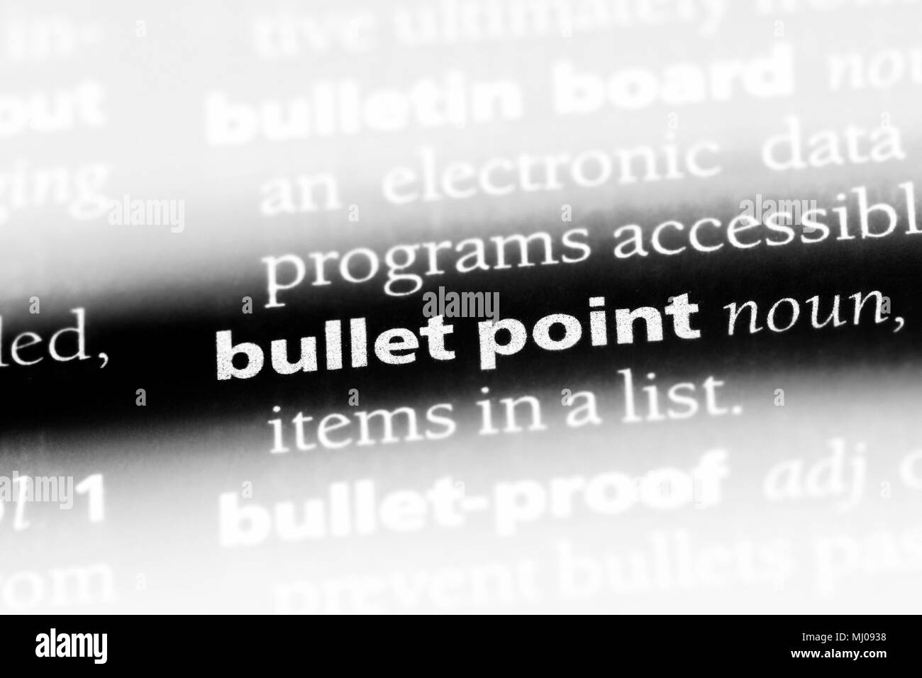 bullet point word in a dictionary. bullet point concept Stock Photo - Alamy