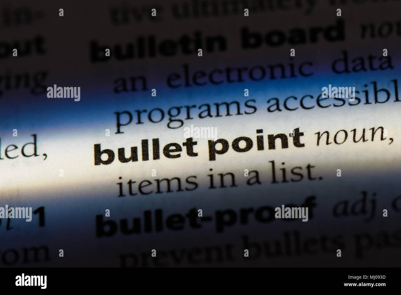 bullet point word in a dictionary. bullet point concept Stock Photo - Alamy