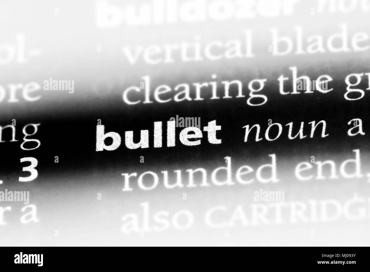 bullet word in a dictionary. bullet concept Stock Photo - Alamy