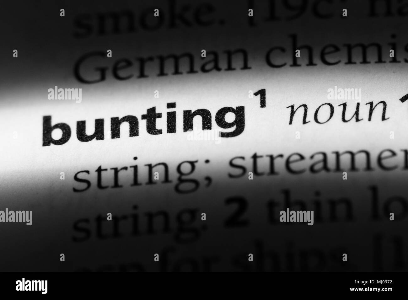 bunting word in a dictionary. bunting concept Stock Photo - Alamy