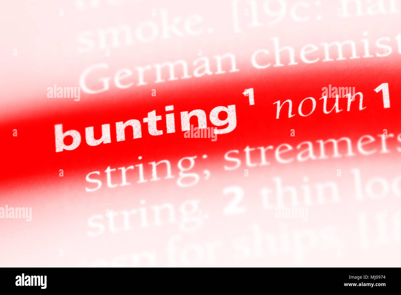 bunting word in a dictionary. bunting concept Stock Photo - Alamy