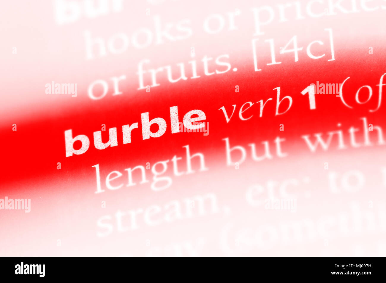 burble word in a dictionary. burble concept Stock Photo - Alamy