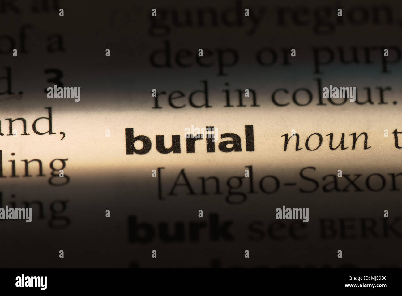 burial word in a dictionary. burial concept Stock Photo - Alamy