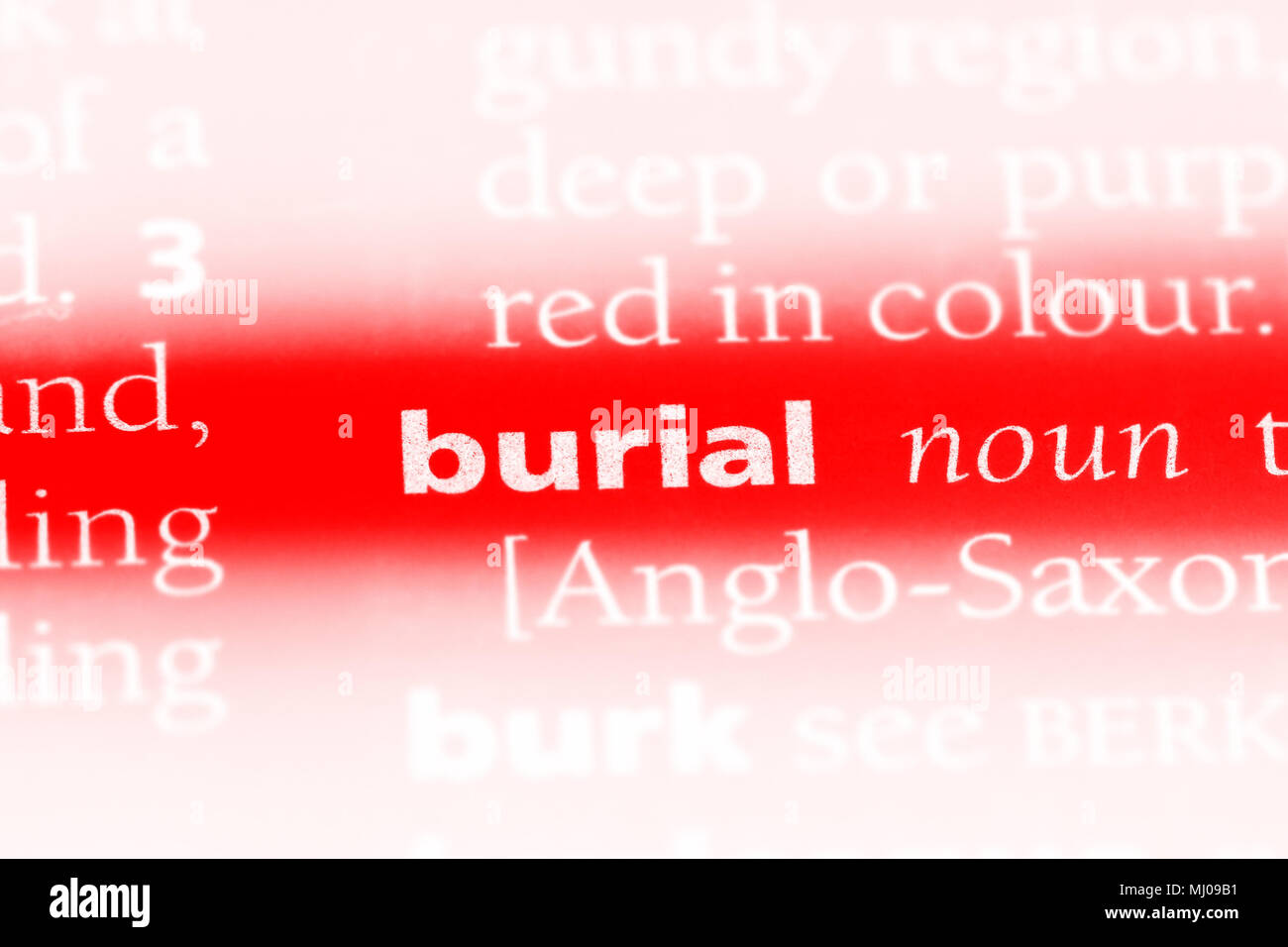 burial word in a dictionary. burial concept Stock Photo - Alamy