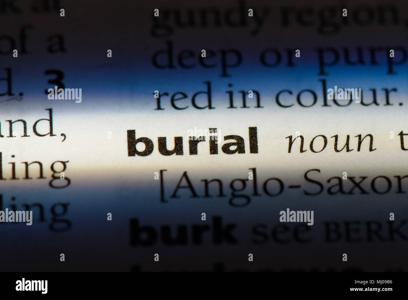 burial word in a dictionary. burial concept Stock Photo - Alamy