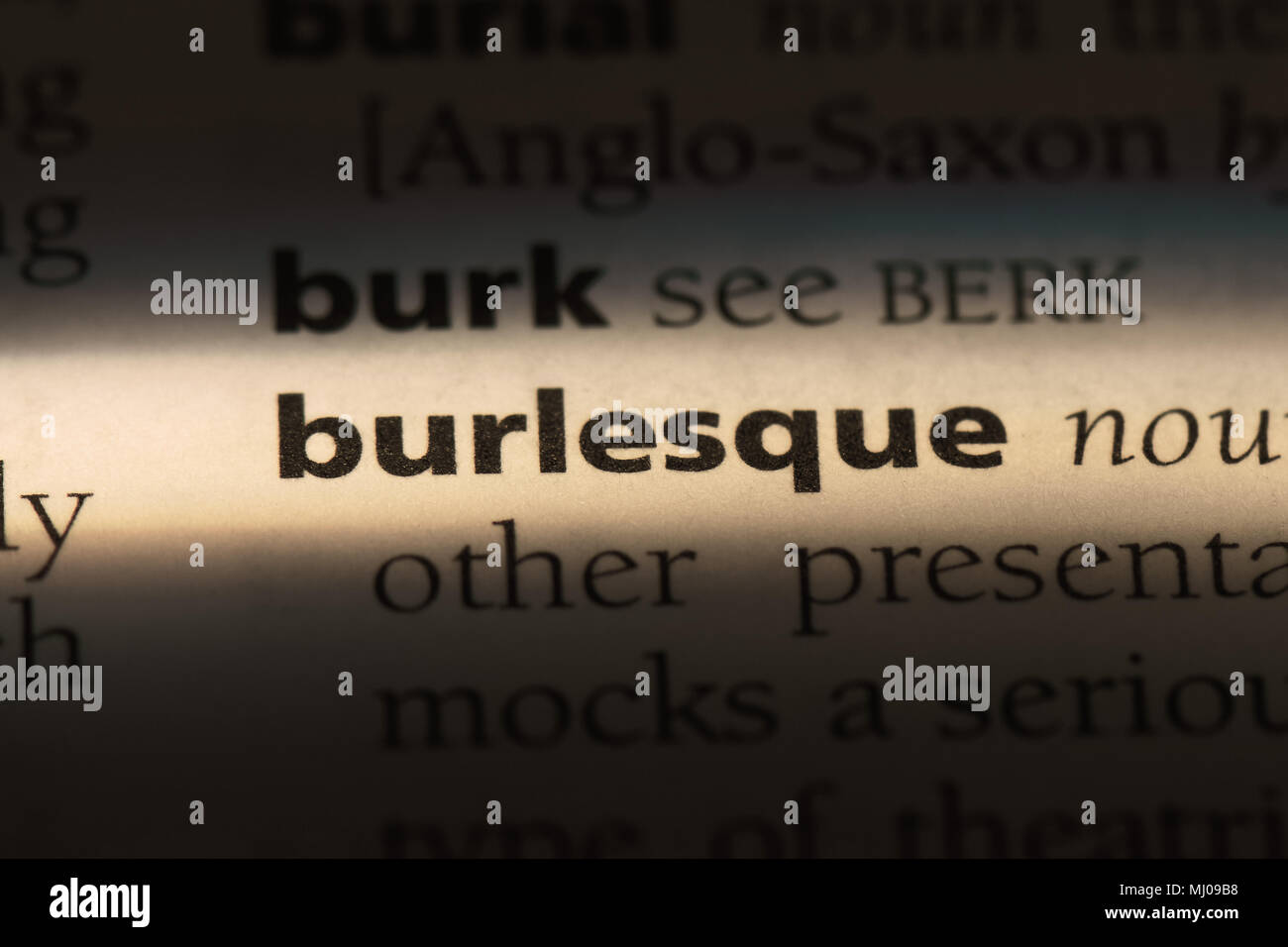 burlesque word in a dictionary. burlesque concept Stock Photo - Alamy