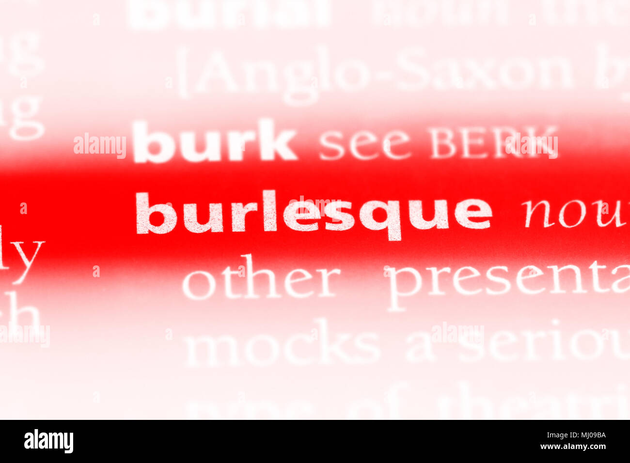burlesque word in a dictionary. burlesque concept Stock Photo - Alamy