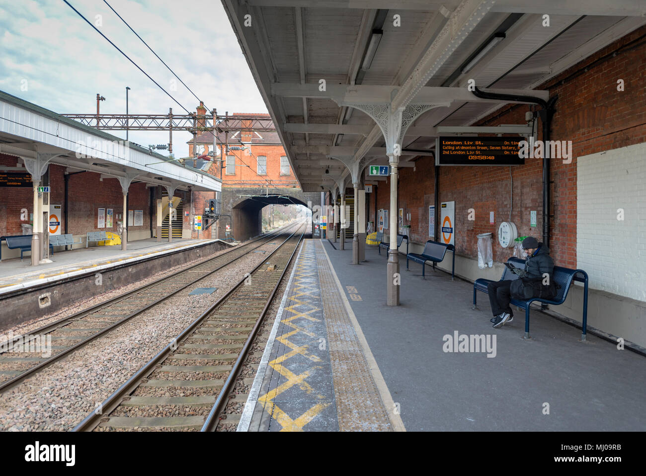 Waiting at Southbury railway station, Enfield, North London Stock Photo ...