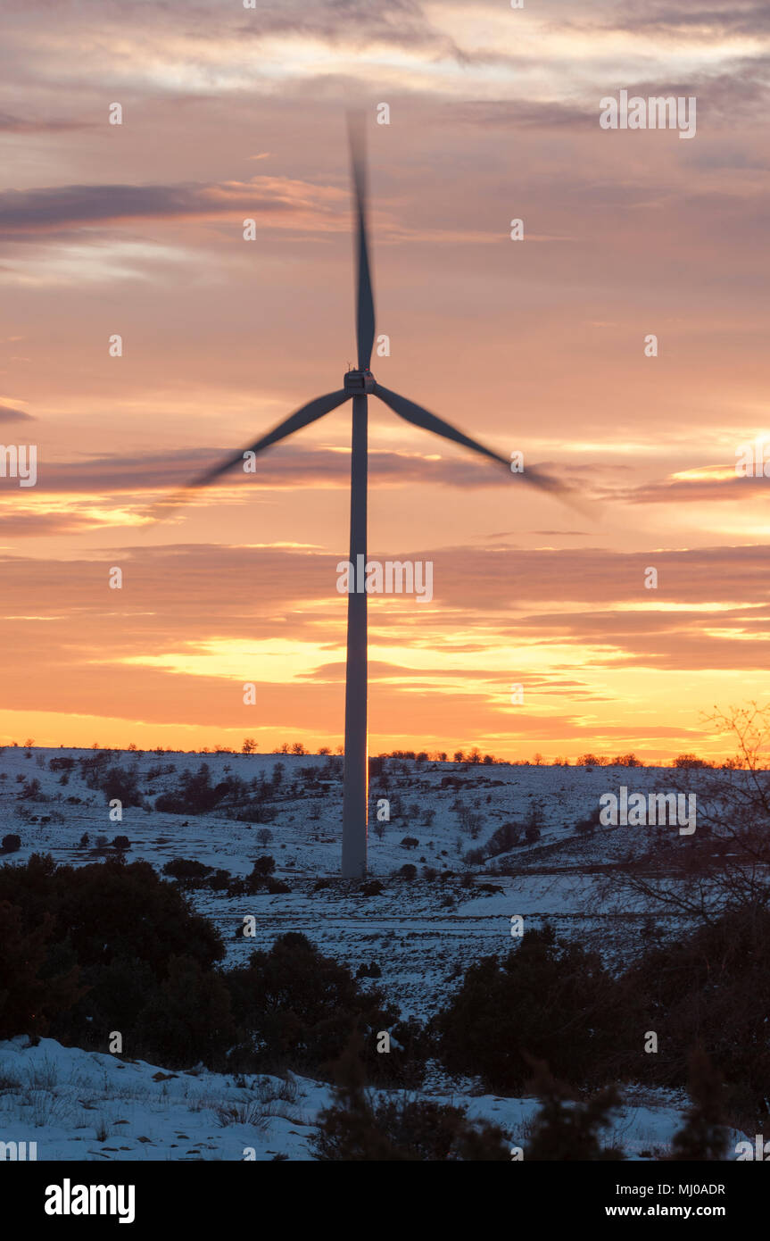wind turbines at sunset, wind energy Stock Photo - Alamy