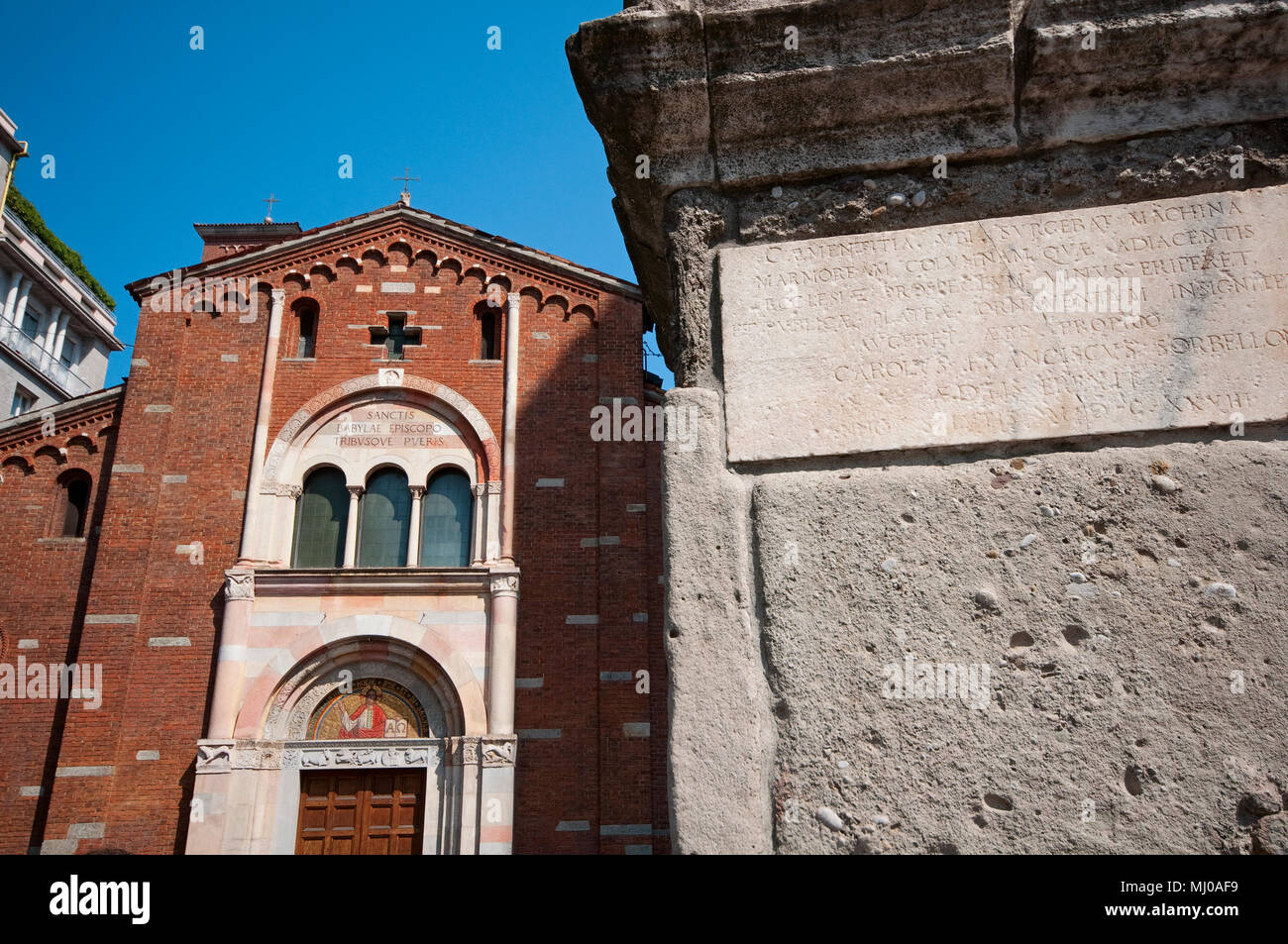 Italy, Lombardy, Milan, Piazza San Babila Square, San Babila Basilica ...