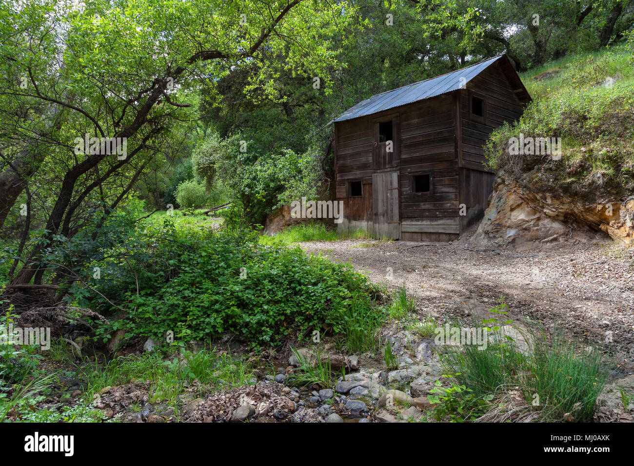 An abandoned ranch building sits alongside a country road in Morgan ...
