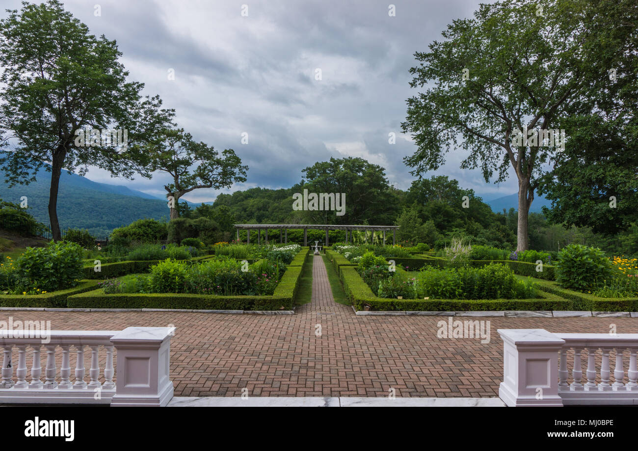 ornamental formal garden of the historic home Hildene open to the ...