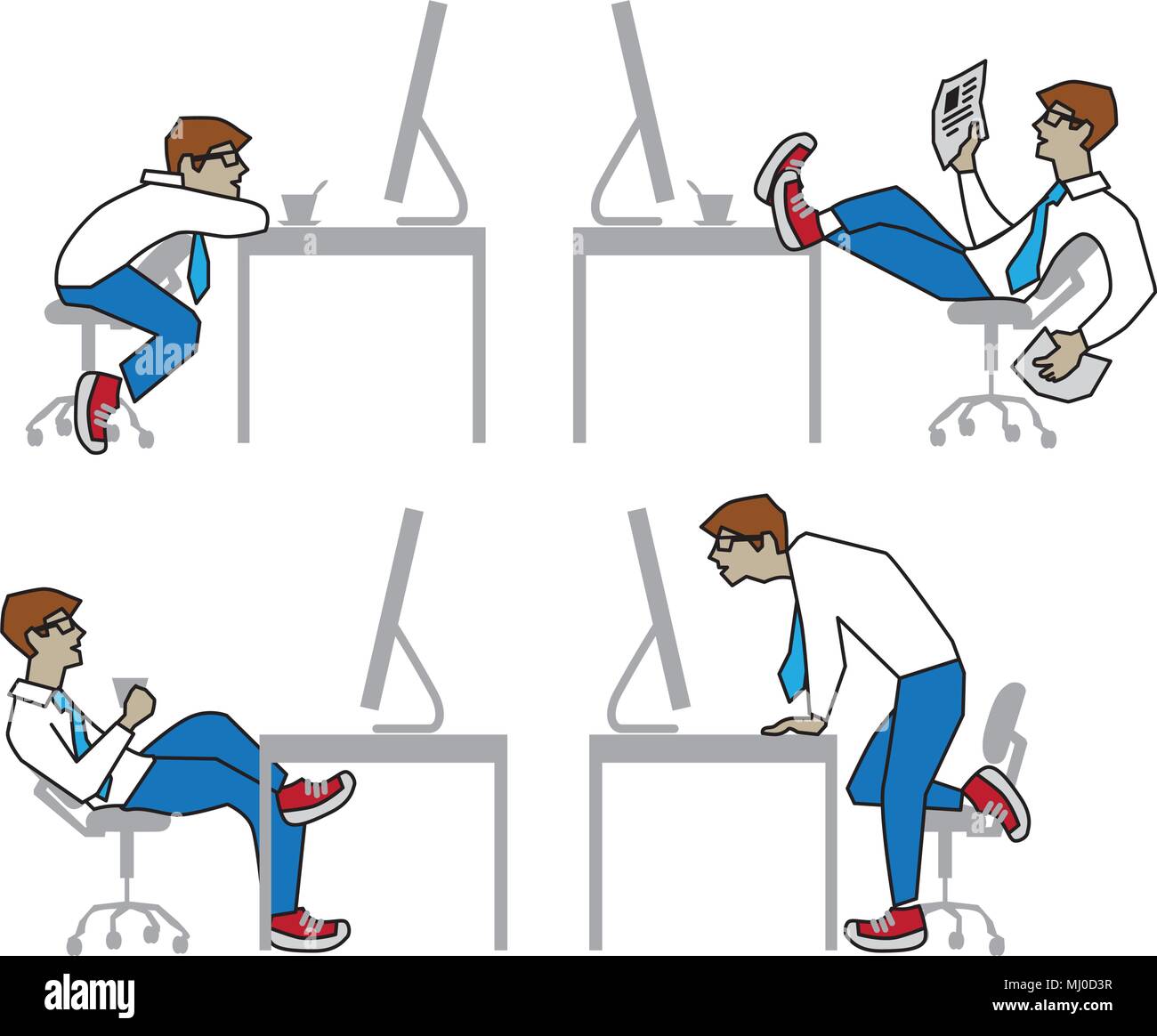 Sitting desk behind Stock Vector Images - Alamy