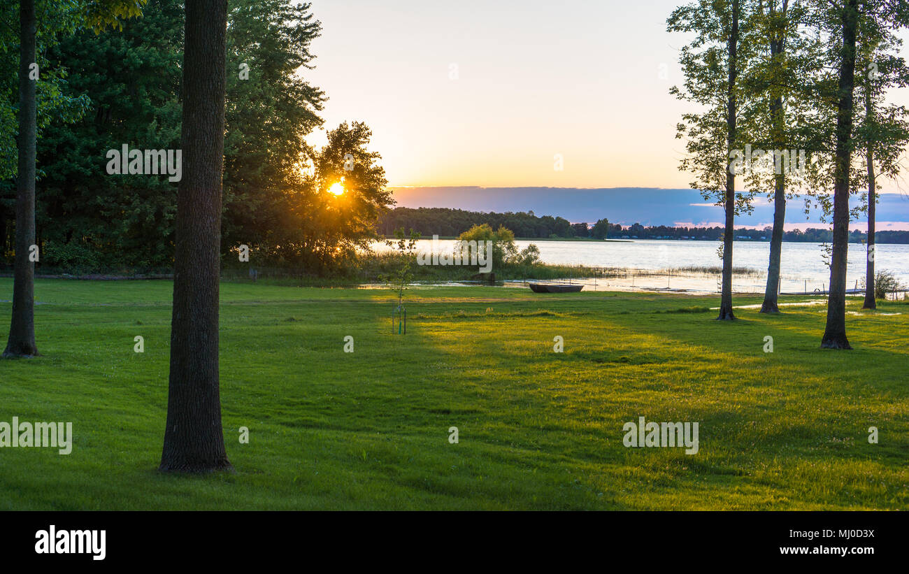 Summer landscape sunset on lake hi-res stock photography and images - Alamy
