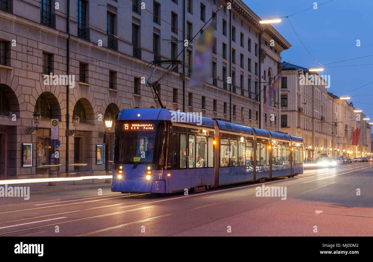 Modern tram in Munich city center. Germany, Bavaria Stock Photo - Alamy