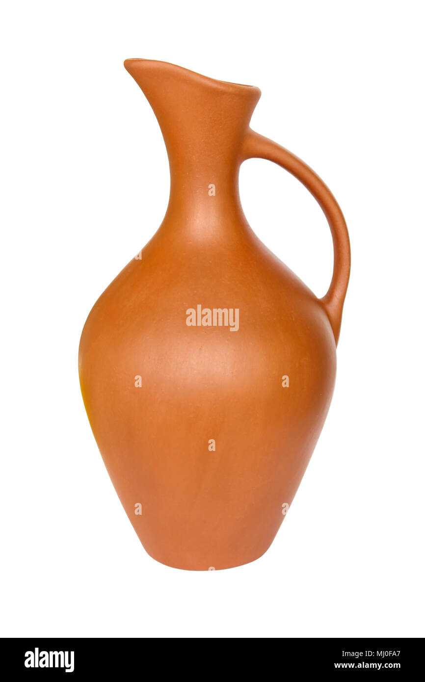 Clay jug with a narrow neck liquid isolated on white background Stock ...
