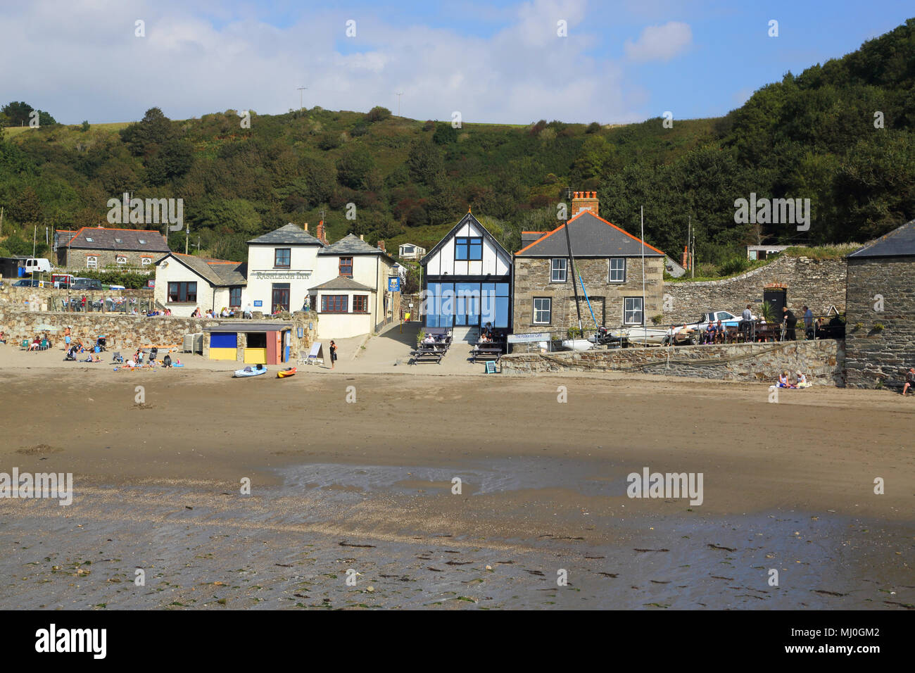 the fine beach at polkerris on the south cornwall coast Stock Photo - Alamy