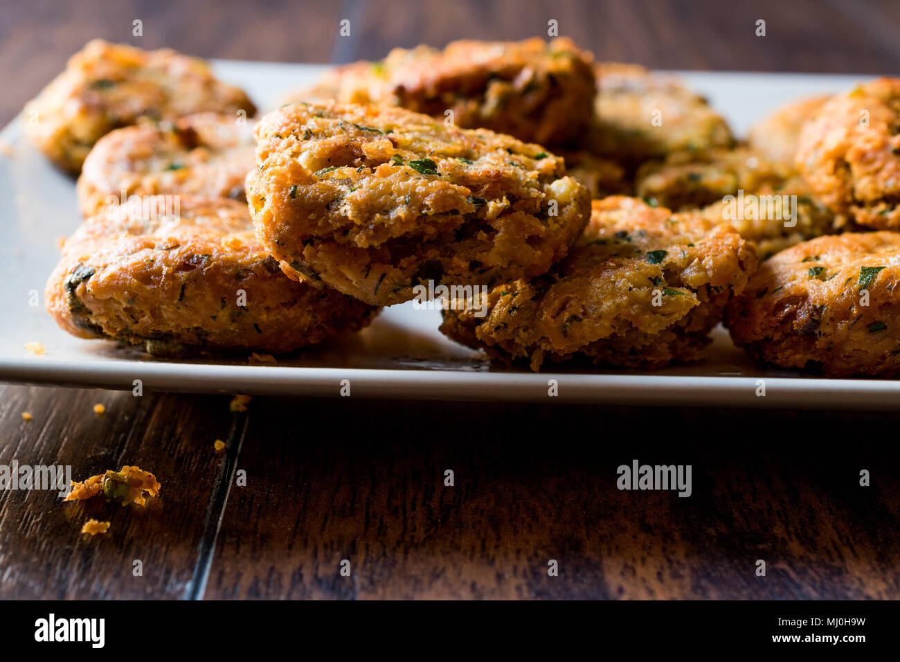 Fried Chickpeas Falafel on wooden surface. Traditional Food Stock Photo ...