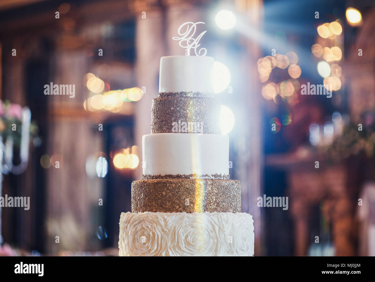 Beautiful wedding cake, close up of cake and blur background, selective ...