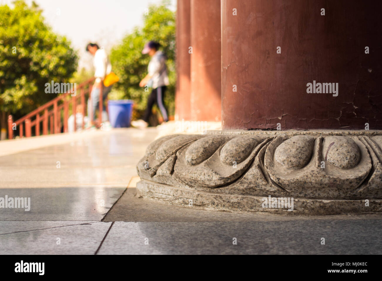Stone Column of Ancient Chinese Temple Stock Photo - Alamy