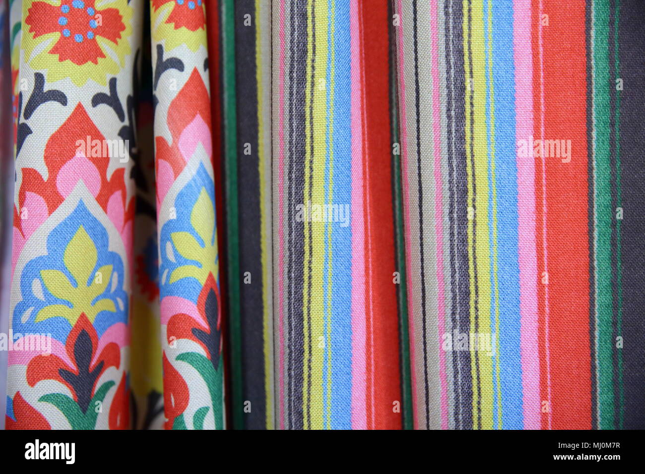 Colorful fabric is used to design out all kinds of clothes for women ...