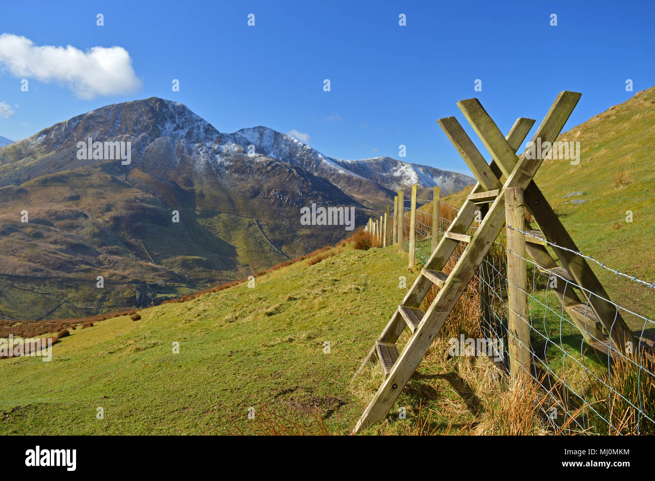 Nantlle Ridge views on walk up to summit of Mynydd Mawr near Rhyd Du ...