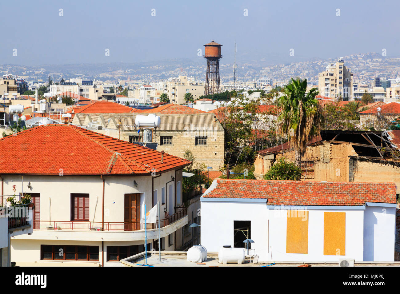Limassol city skyline with old water tower. Cyprus Stock Photo - Alamy