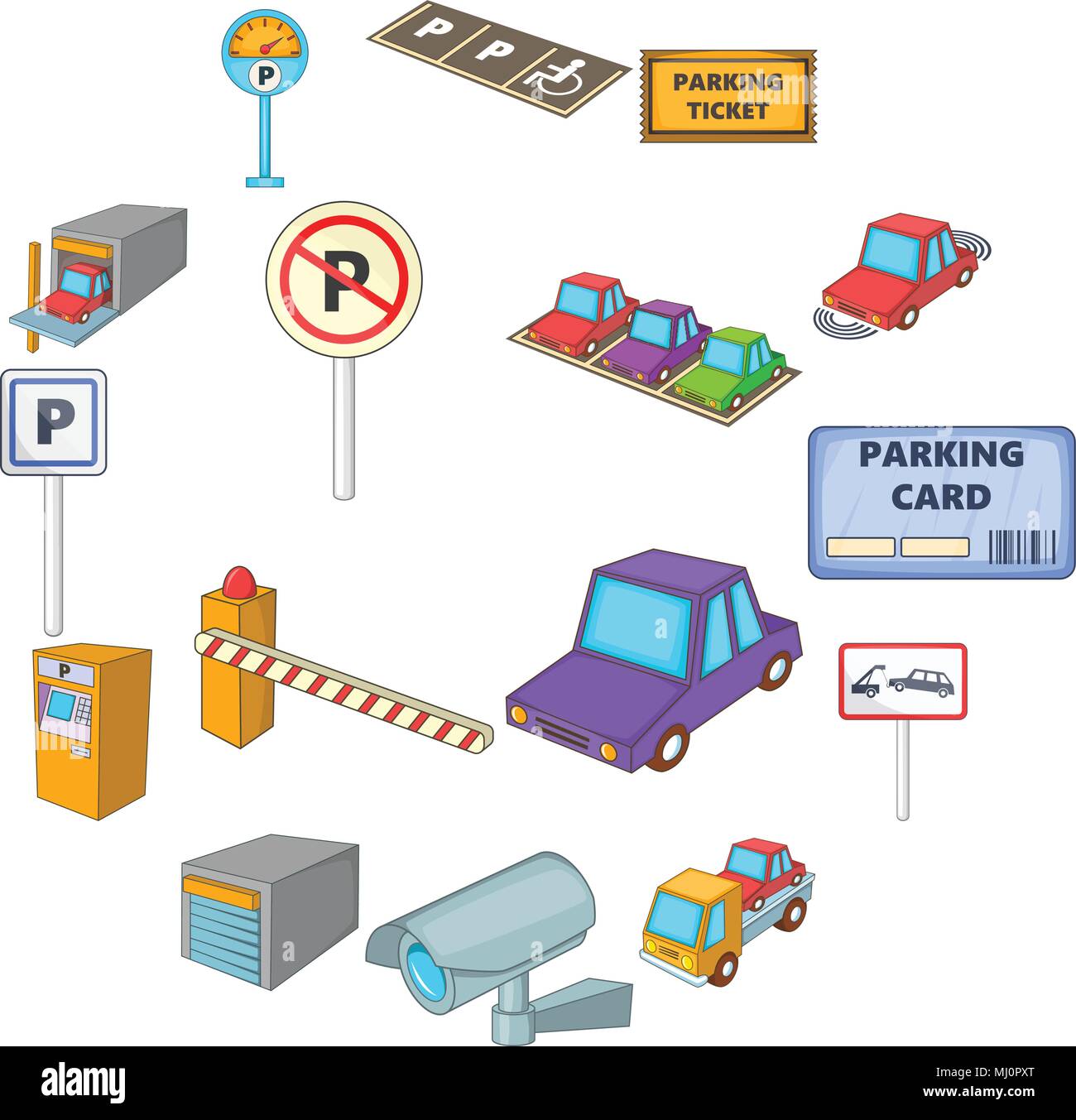 Parking items icons set, cartoon style Stock Vector Image & Art - Alamy