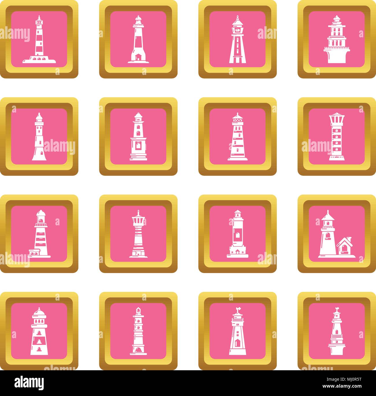Lighthouse icons set pink square vector Stock Vector Image & Art - Alamy
