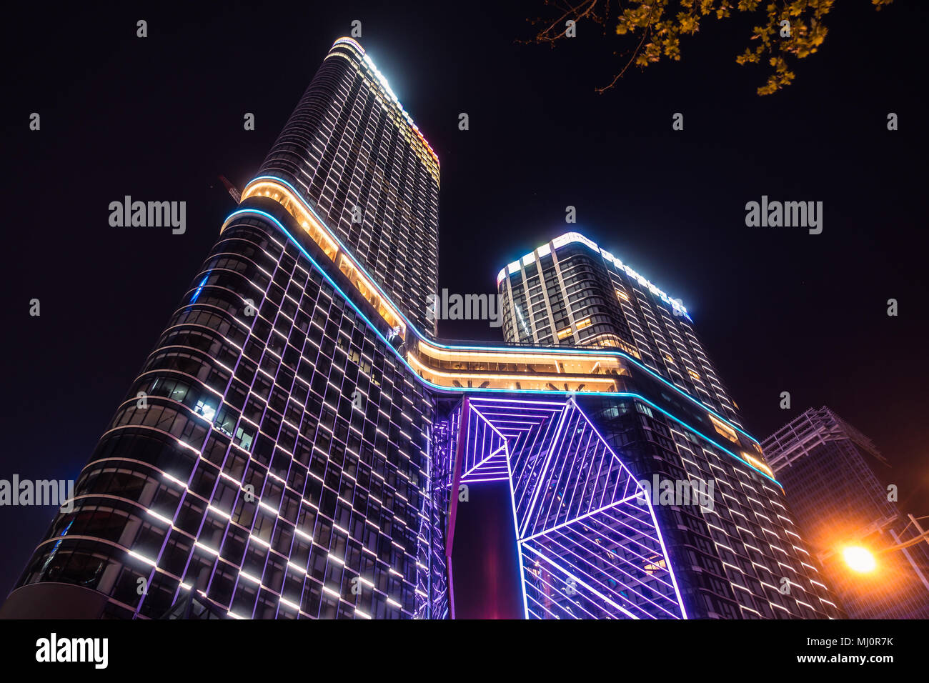 Night View of the Chinese Modern City Building Stock Photo - Alamy