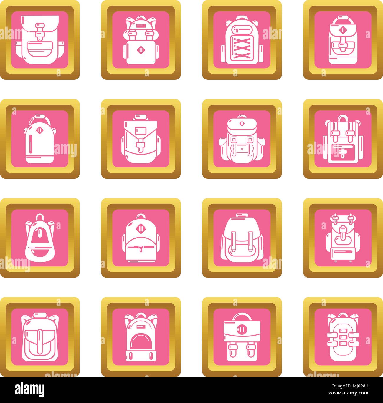 Backpack icons set pink square vector Stock Vector Image & Art - Alamy
