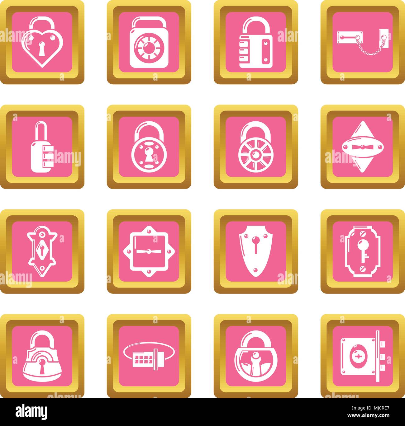 Lock door types icons set pink square vector Stock Vector Image & Art ...
