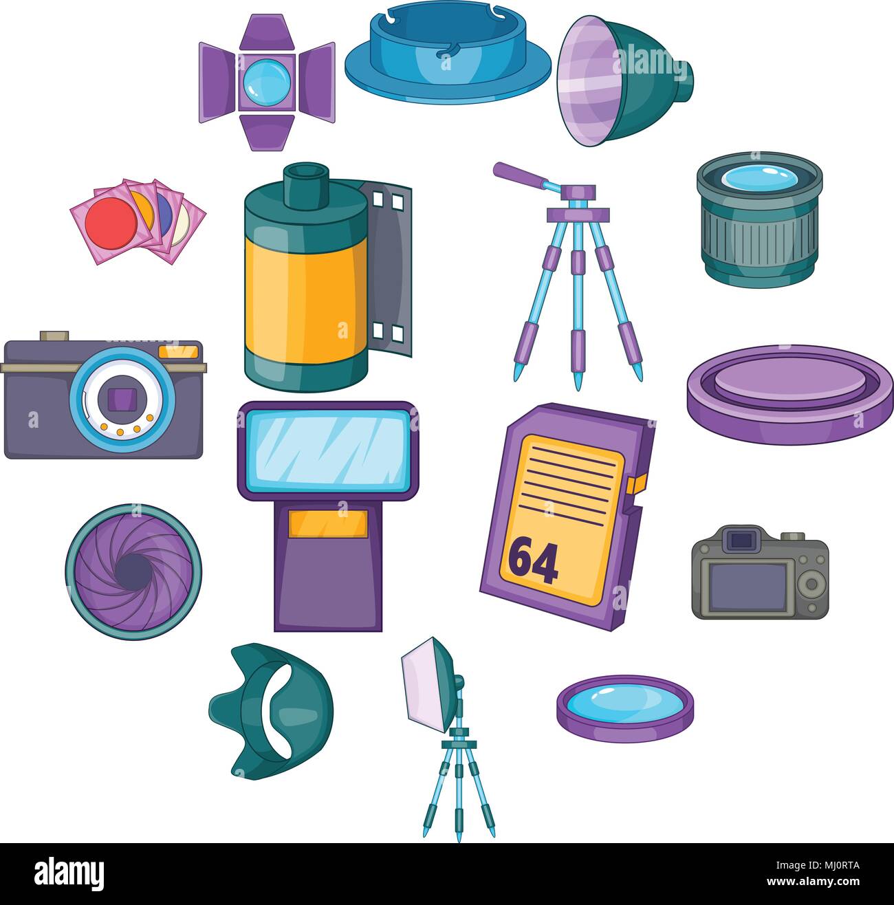Photo studio icons set, cartoon style Stock Vector Image & Art - Alamy