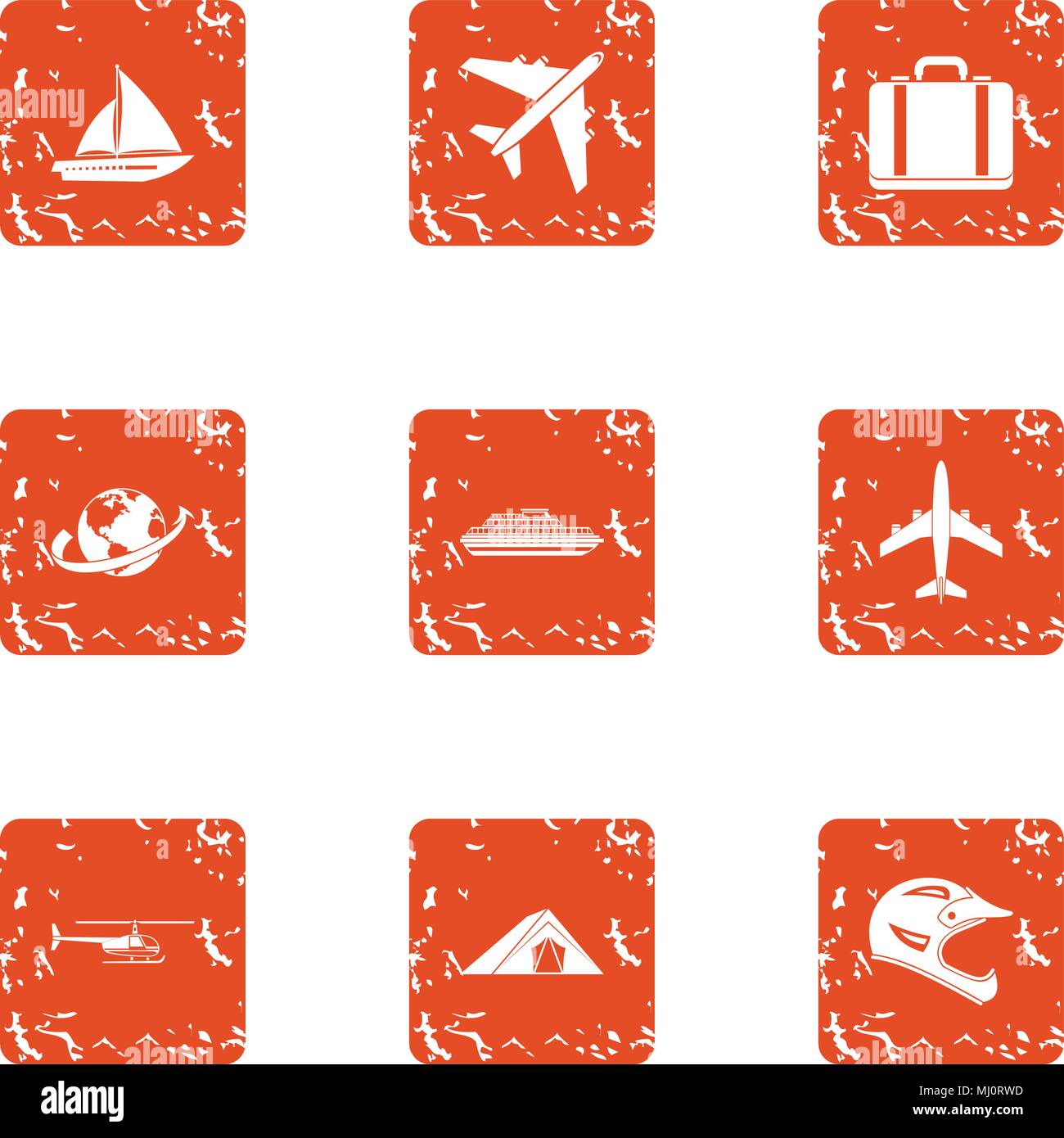 Travel card icons set, grunge style Stock Vector Image & Art - Alamy