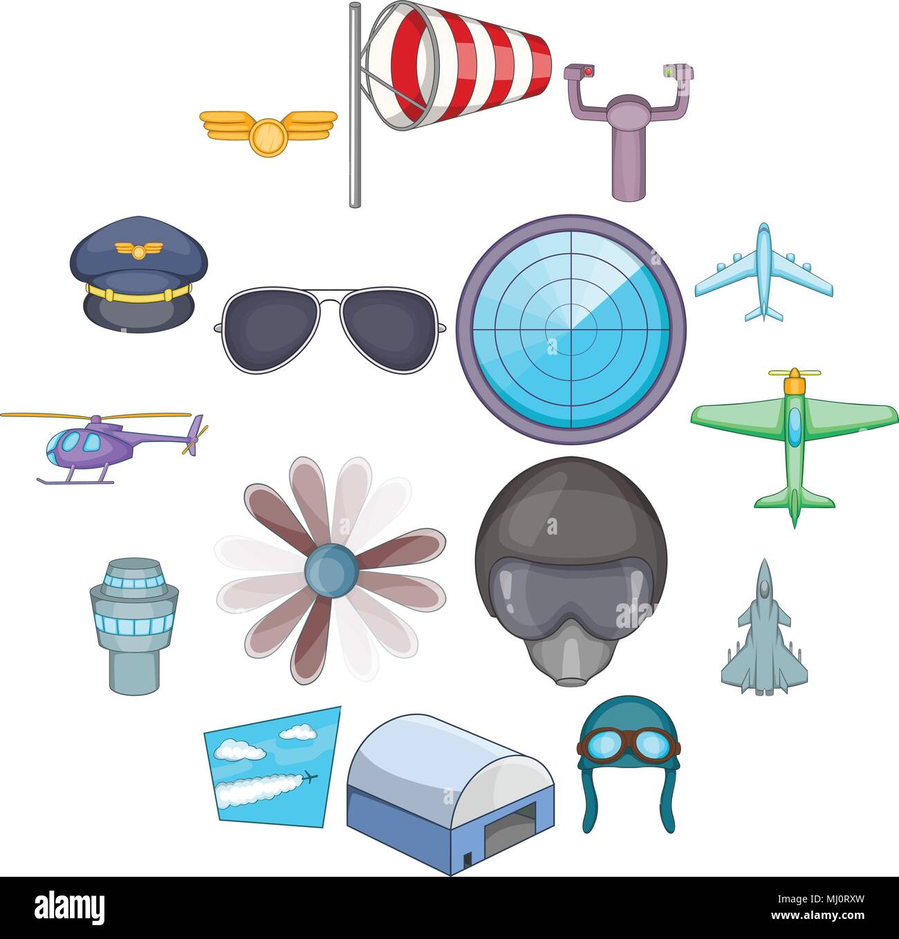 Aviation icons set, cartoon style Stock Vector Image & Art - Alamy