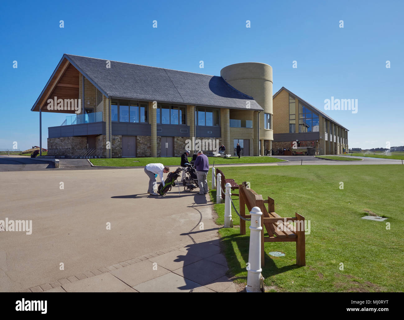 Golfers getting ready to play in front of the New Carnoustie Golf ...