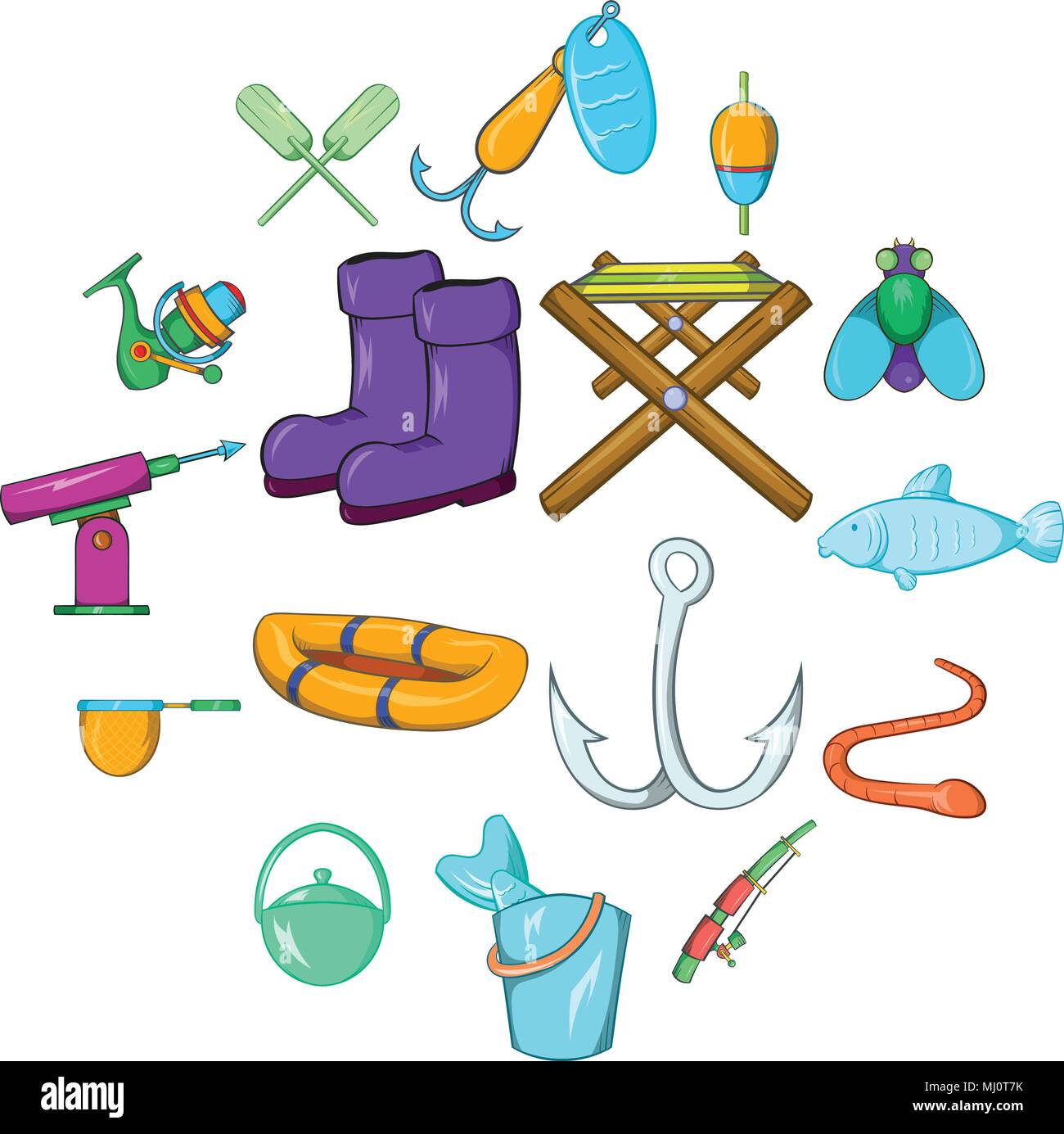 Fishing icons set, cartoon style Stock Vector Image & Art - Alamy